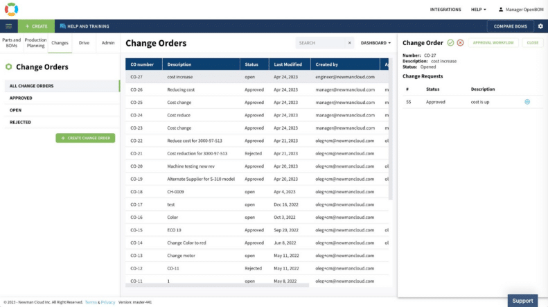 OpenBOM Change Management Demo – Collaborative Change Approval - OpenBOM