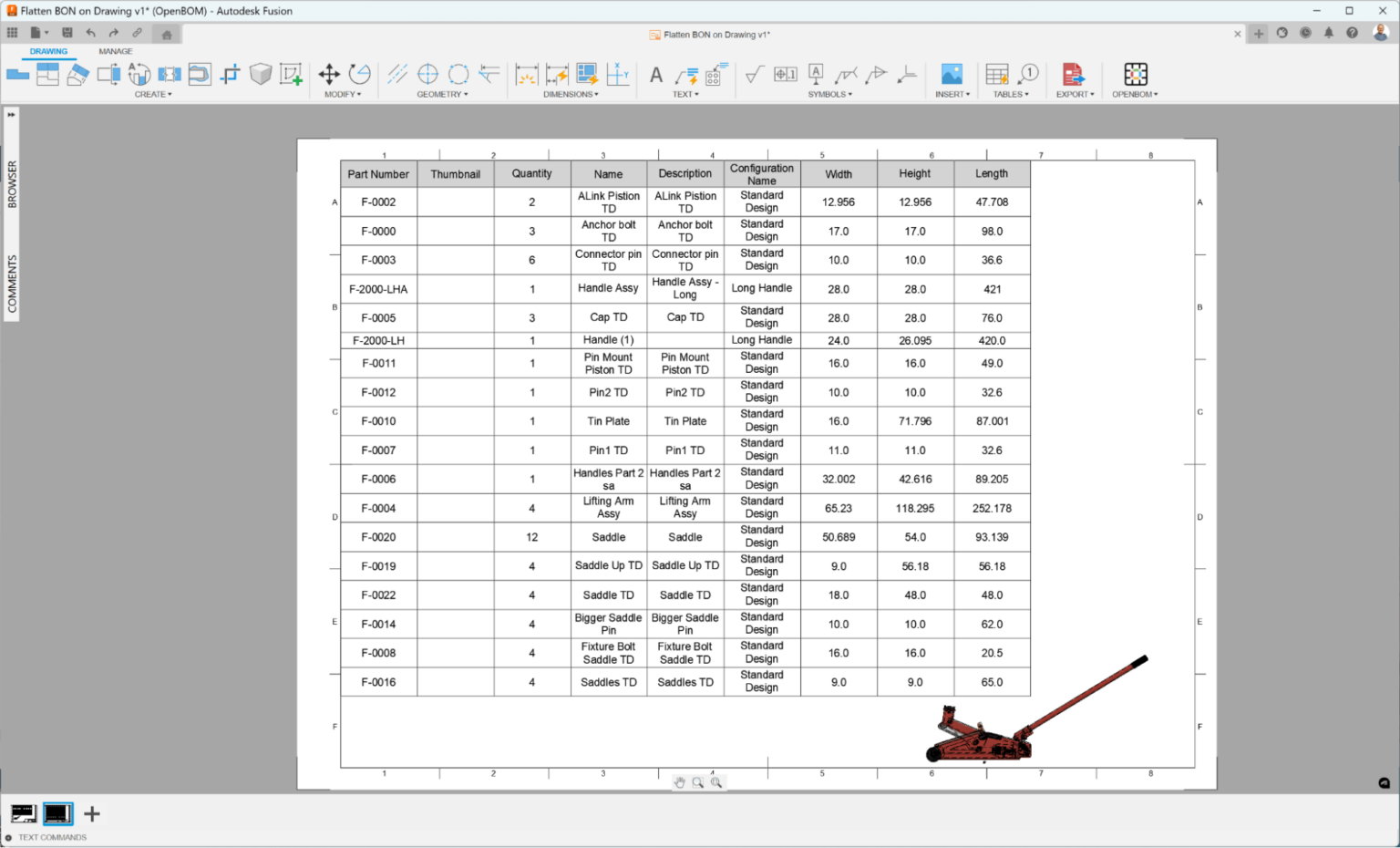 Flattened BOM Support for Autodesk Fusion 360 Drawings - OpenBOM