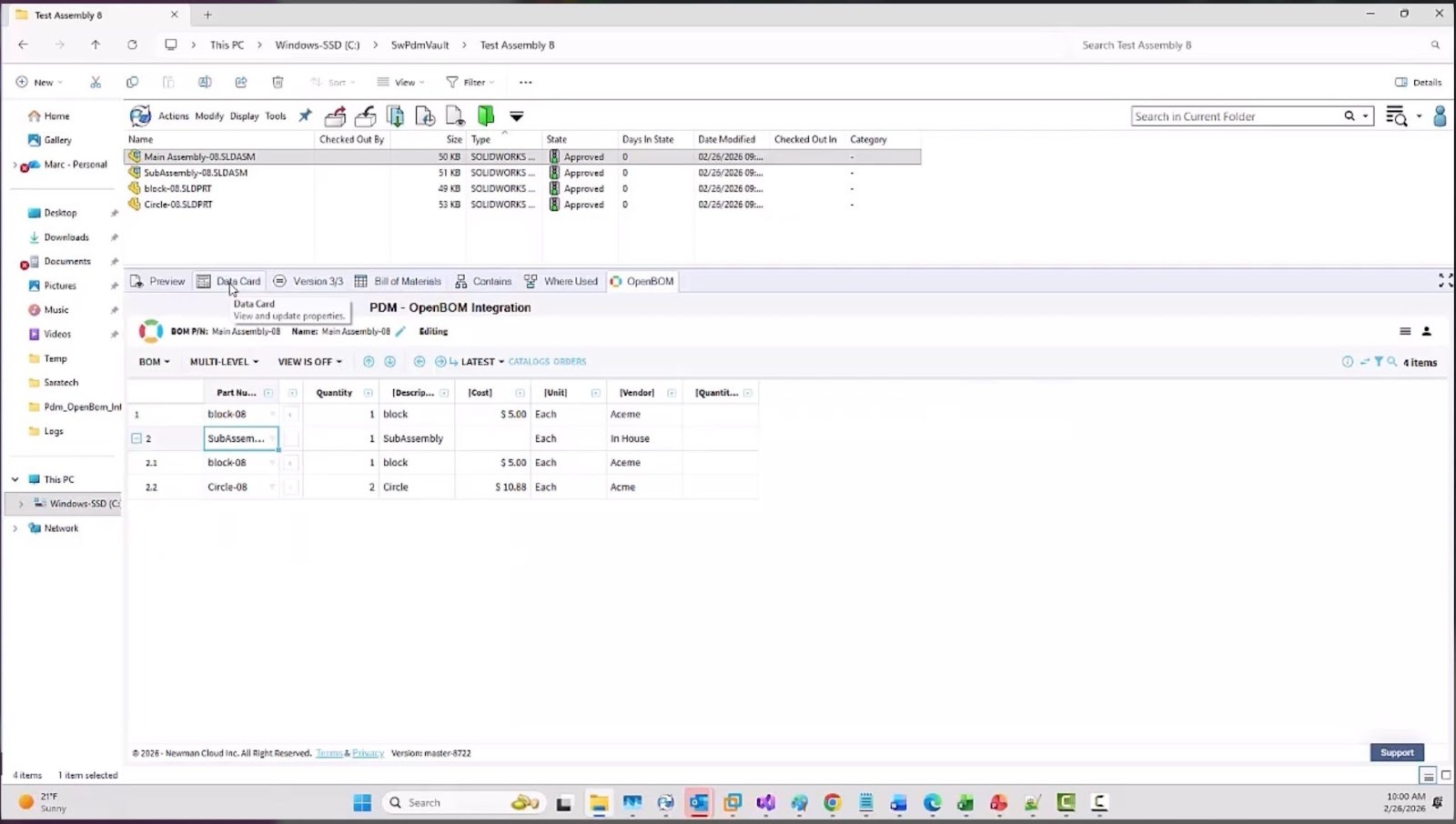 From SOLIDWORKS PDM to Digital BOM: Prototype Integration